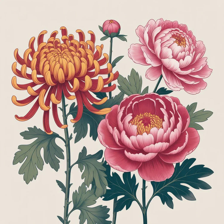 November Birth Flower: Chrysanthemum & Peony – Black Petals
